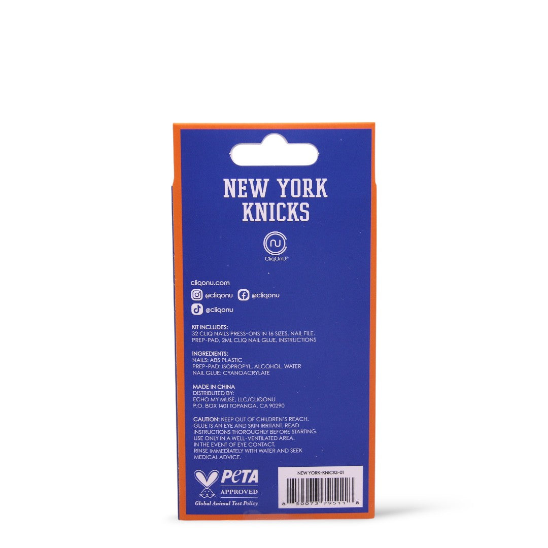 NY Knicks Press-On Nails – Game Day Blue and Orange Nails – CliqOnU